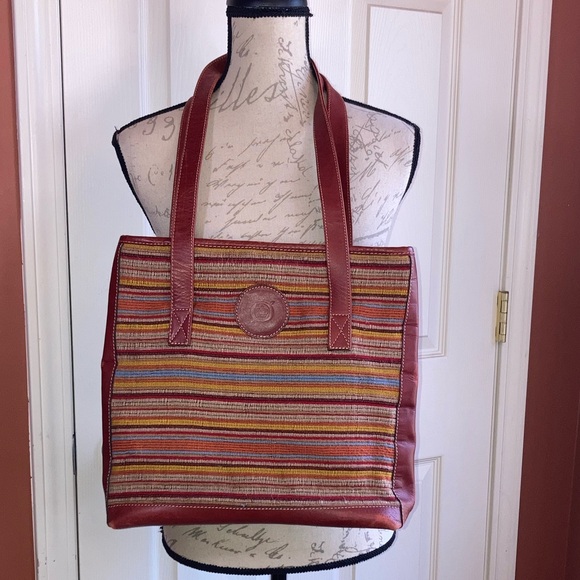 Born | Bags | Born Leather Textile Boho Tote Bag Purse Red Multicolor ...